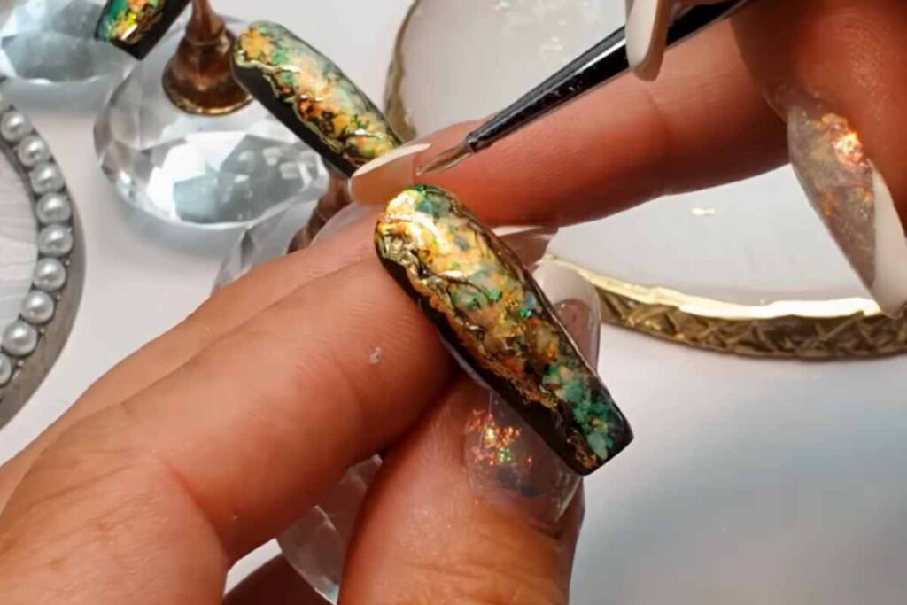 Sparkly Glitter Nail Art with Encapsulated Gems – A DIY Tutorial