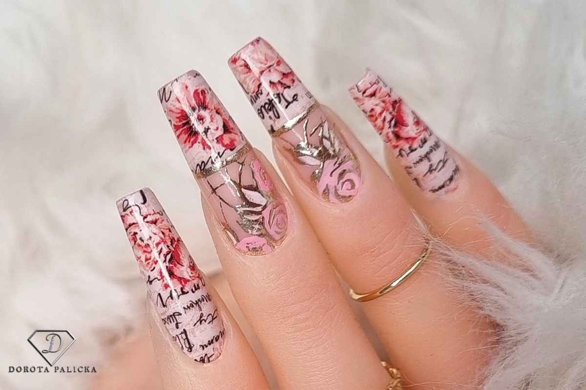 How to Create Elegant Vintage Rose Nails Using Transfer Foil